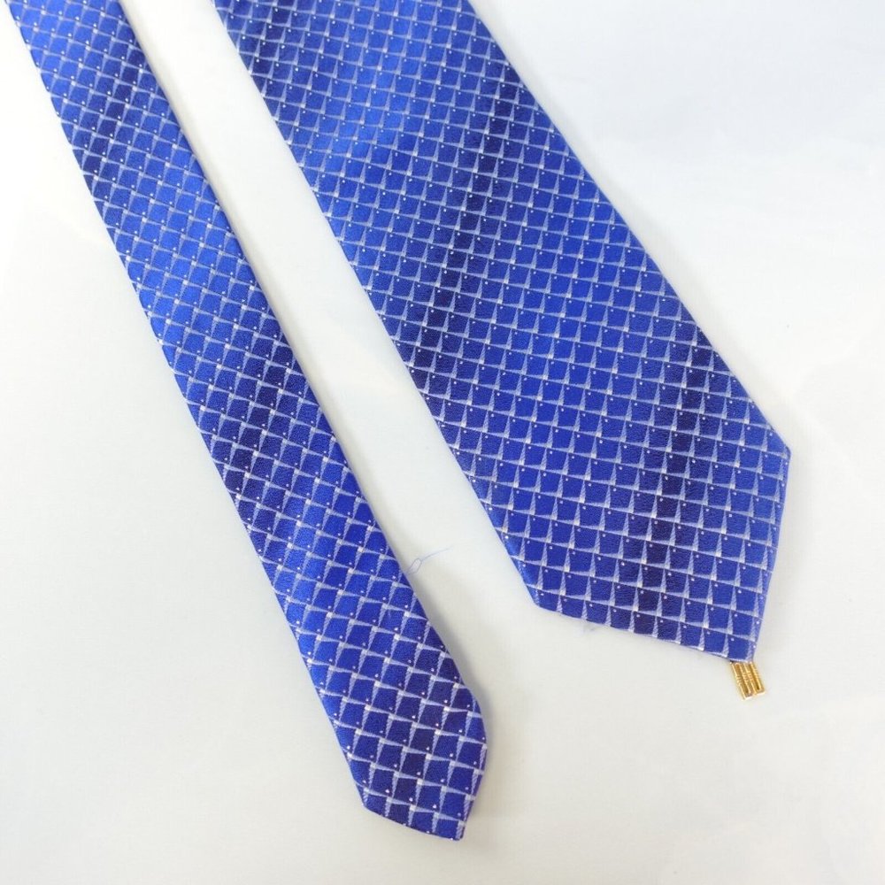 Daks Luxury Men's Royal Blue Metallic Necktie Geometr… - Gem